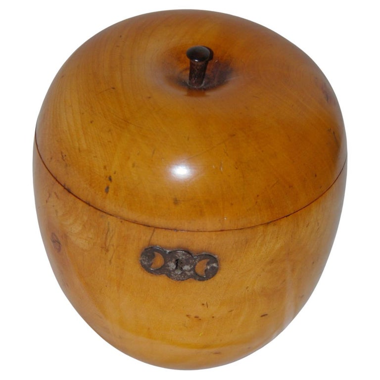 English Georgian Apple Shaped Turned Tea Caddy in Applewood For Sale at ...
