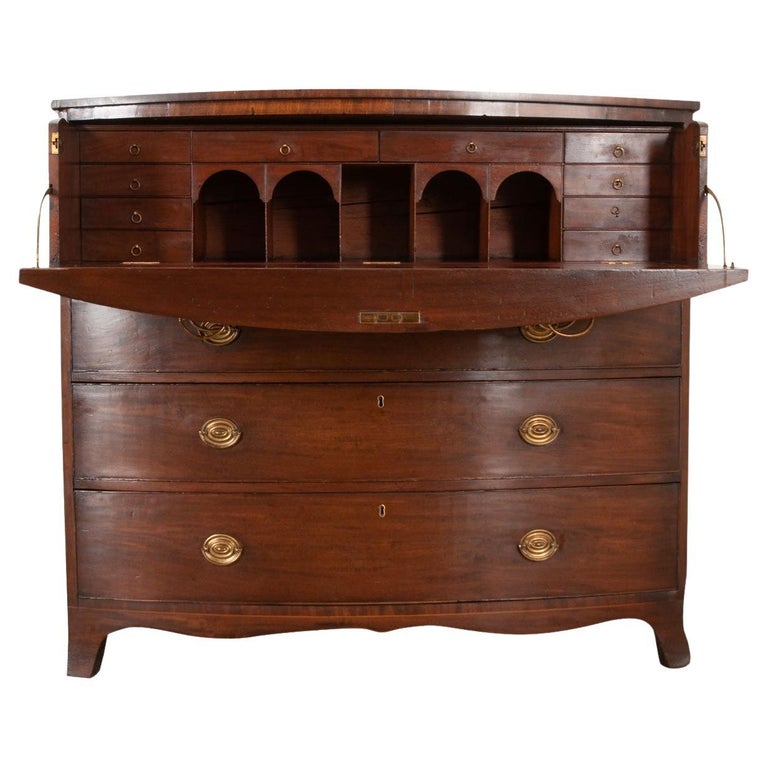 English Georgian Bow Front Chest Desk For Sale at 1stDibs