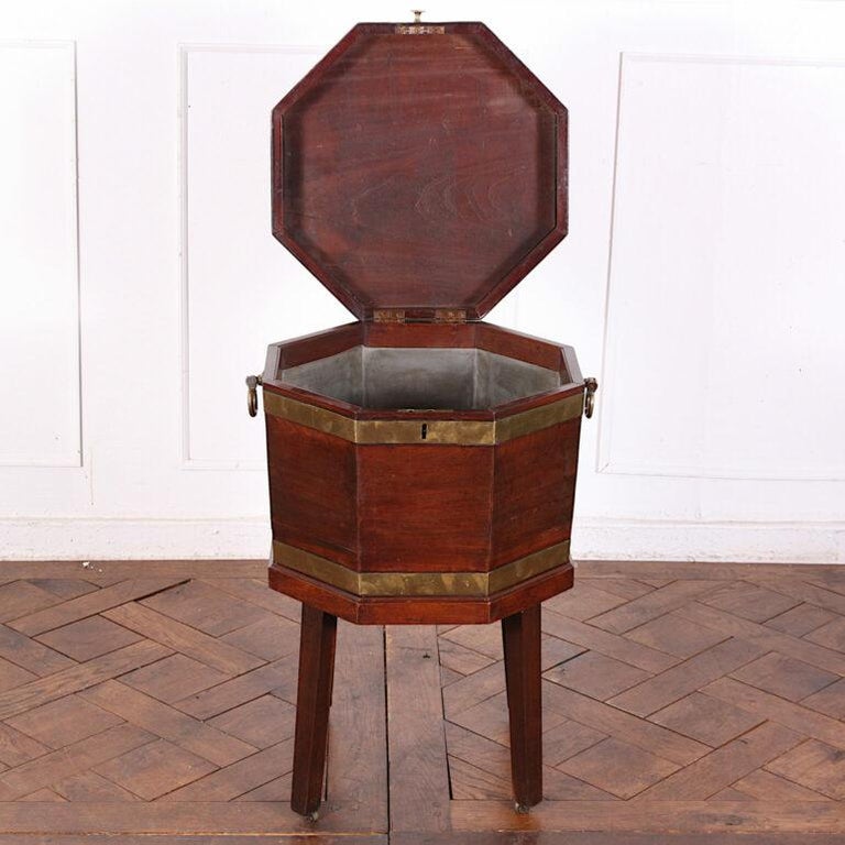 English Georgian Brass Bound Cellarette Wine Cooler For Sale at 1stDibs
