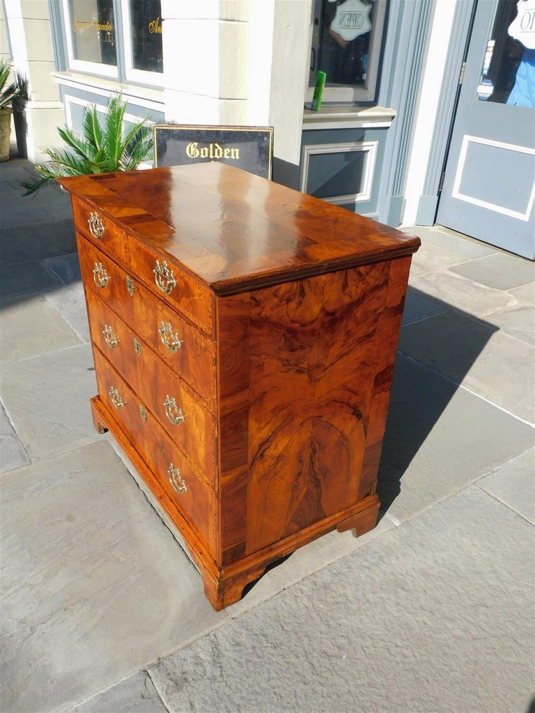 English Georgian Burl Walnut Satinwood Inlaid Graduated Chest of ...
