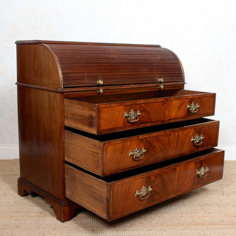 English Georgian Cylinder Bureau Writing Desk Chest For Sale at 1stDibs ...