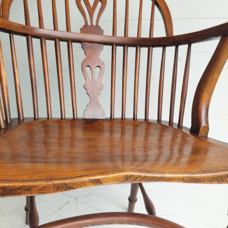 English Georgian Elm Windsor Armchair Double Bow Spindle Back, 1900s ...
