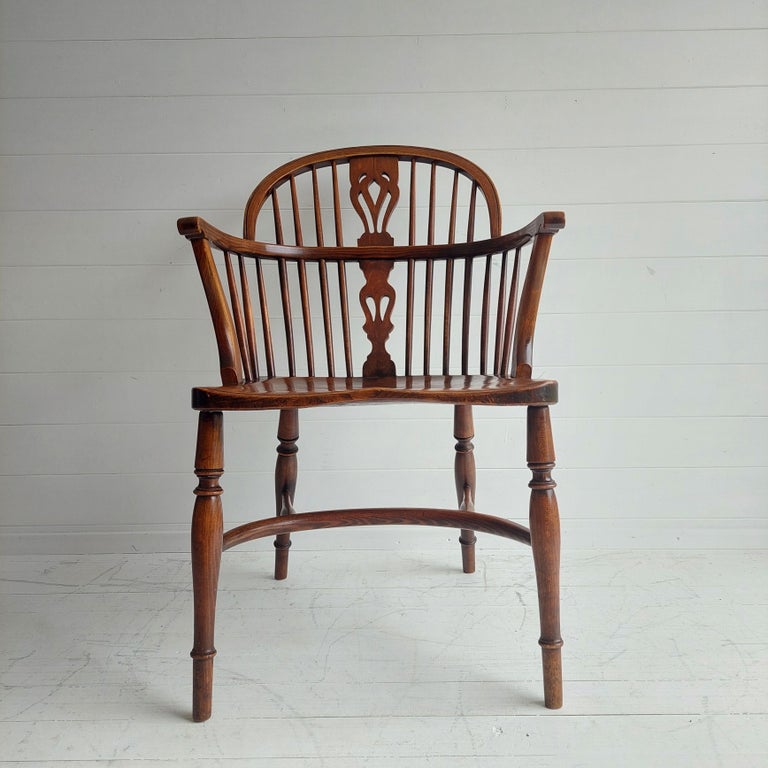 English Georgian Elm Windsor Armchair Double Bow Spindle Back, 1900s ...