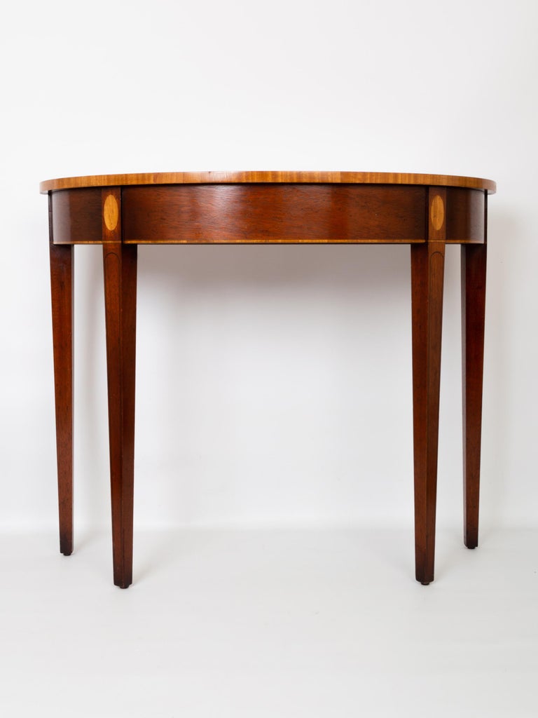 English Georgian Hepplewhite Style Walnut Demi Lune Console Table at ...