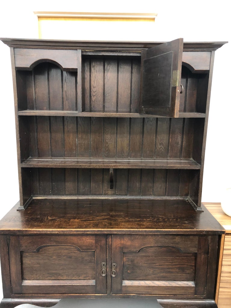 English Georgian Hutch or Welsh Two Piece Cabinet With Display Hutch ...