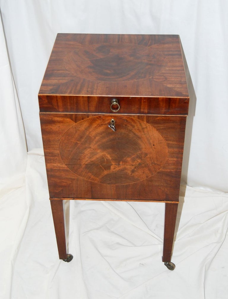 English Georgian Mahogany Cellarette with Oval Inlays and Original ...