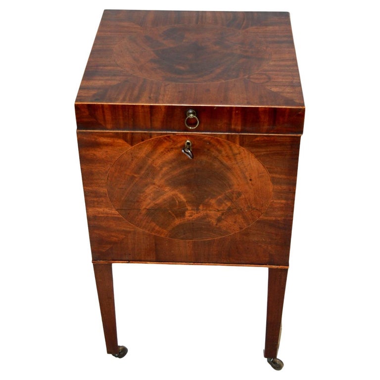 English Georgian Mahogany Cellarette with Oval Inlays and Original ...
