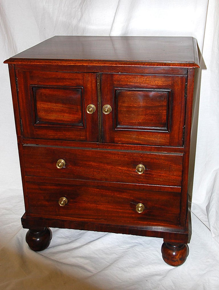 English Georgian Mahogany Converted Commode with Cupboard Doors and ...