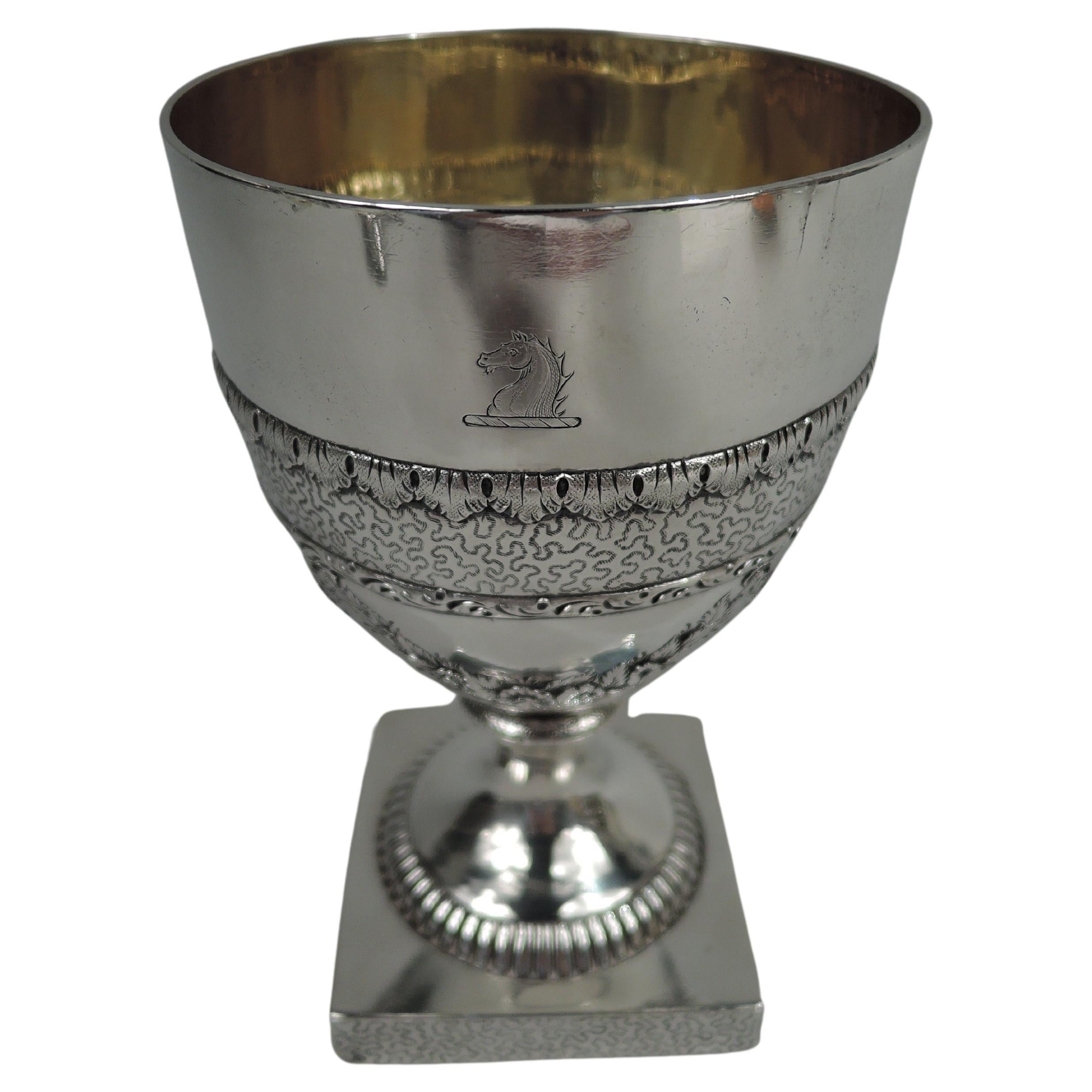 Antique English Georgian Neoclassical Sterling Silver Goblet on Square ...