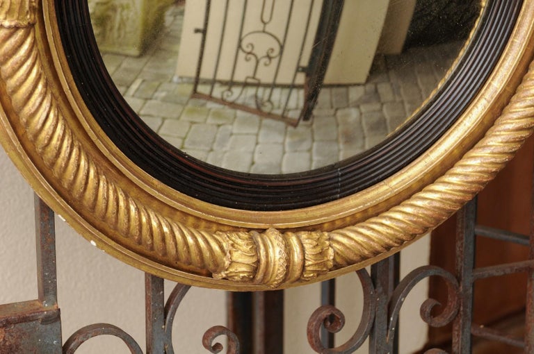 English Georgian Period 1820s Giltwood Convex Mirror with Twisted Rope ...