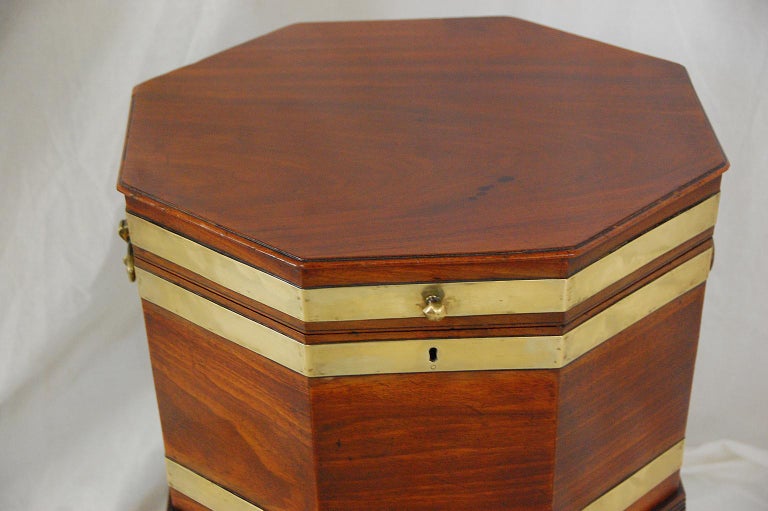English Georgian Period Chippendale Mahogany Octagonal Cellarette Brass ...