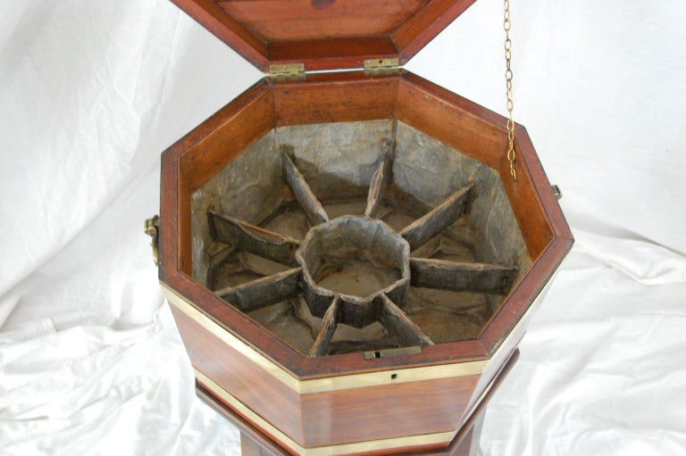 English Georgian Period Chippendale Mahogany Octagonal Cellarette Brass ...