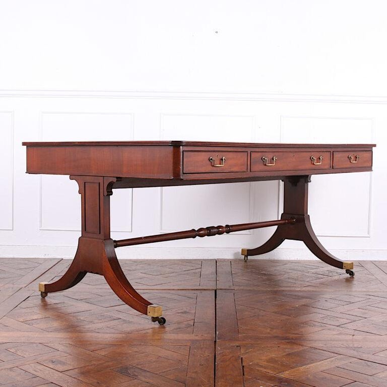 English Georgian Revival Mahogany Library Table Writing Desk at 1stDibs