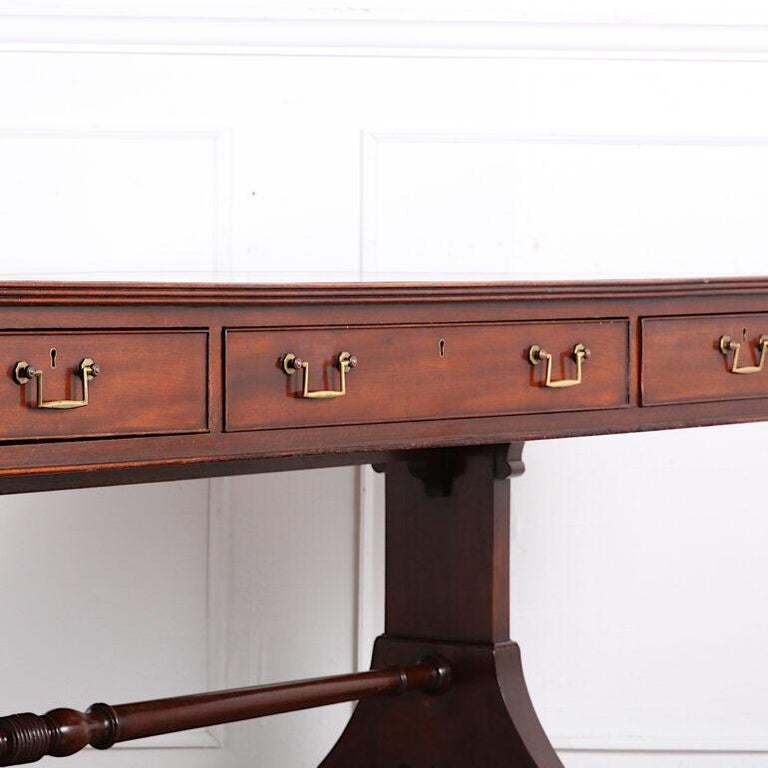 English Georgian Revival Mahogany Library Table Writing Desk at 1stDibs