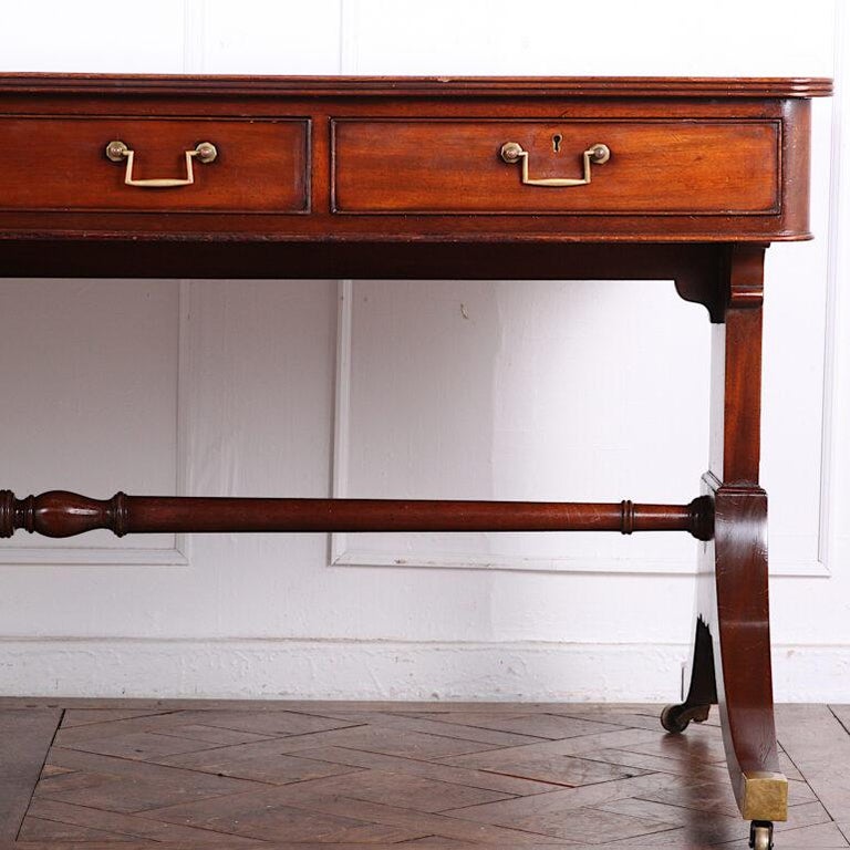 English Georgian Revival Mahogany Library Table Writing Desk at 1stDibs
