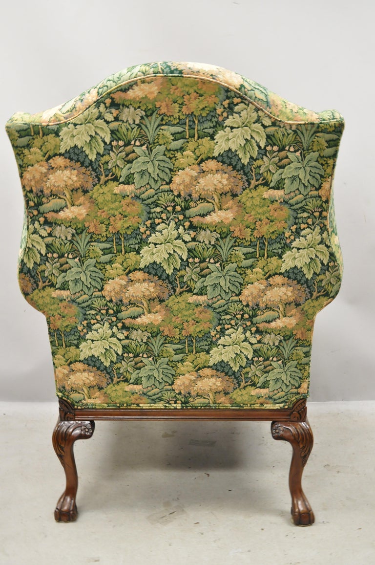 English Georgian Style Oversize Ball and Claw Chippendale Wingback ...