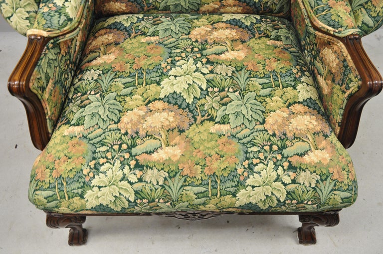 English Georgian Style Oversize Ball and Claw Chippendale Wingback ...