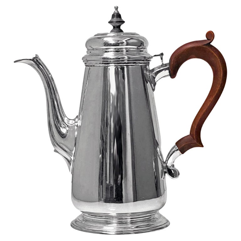 English Georgian Style Sterling Silver Coffee Pot, London 1968 William ...