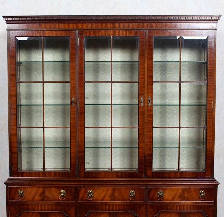 English Glazed Bookcase Bevan Funnell Mahogany Library Cabinet For Sale ...