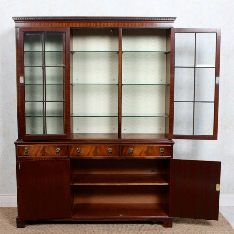 English Glazed Bookcase Bevan Funnell Mahogany Library Cabinet For Sale ...