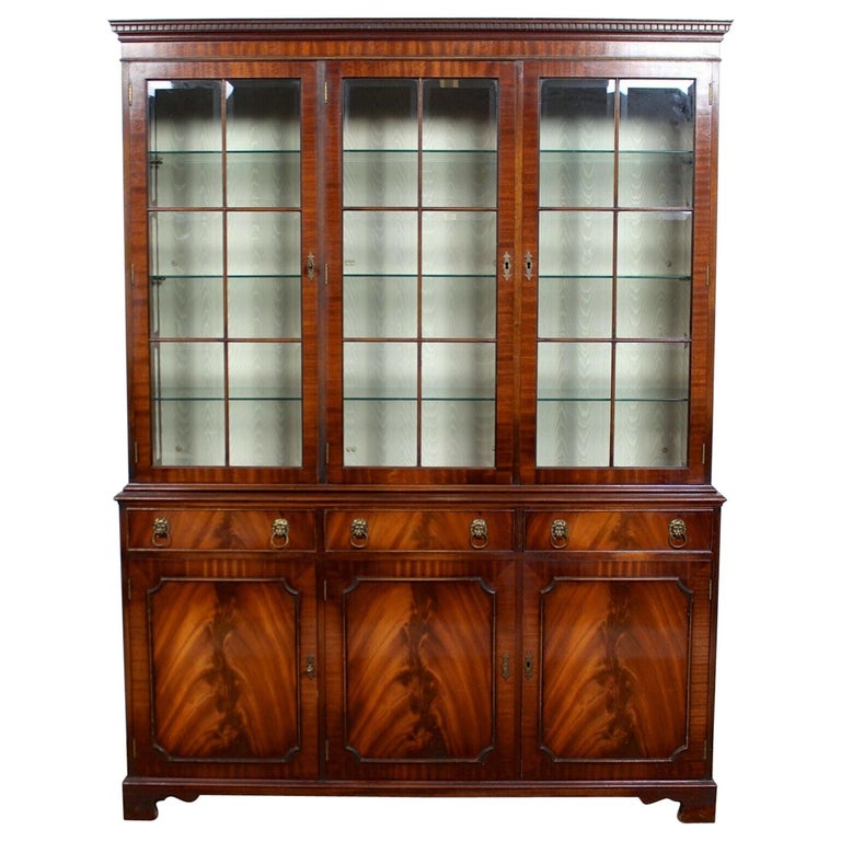 English Glazed Bookcase Bevan Funnell Mahogany Library Cabinet For Sale ...