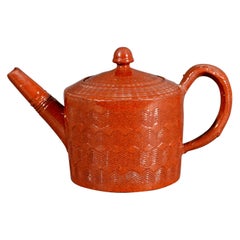 English Glazed Redware Pottery Teapot at 1stDibs