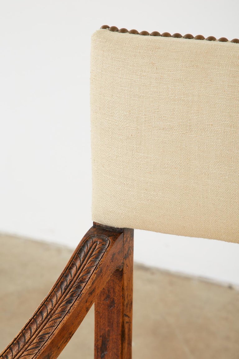 English Gothic Revival Wainscot Style Carved Hall Chair at 1stDibs