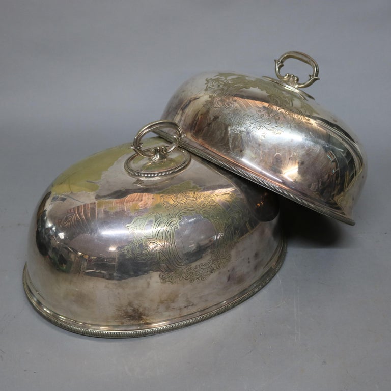 English Graduated Sheffield Engraved Silver Plate Cloche Hallmarked ...