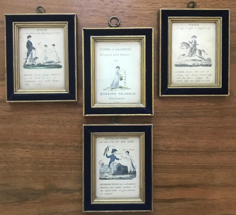 English Grammar Framed Illustrations at 1stDibs