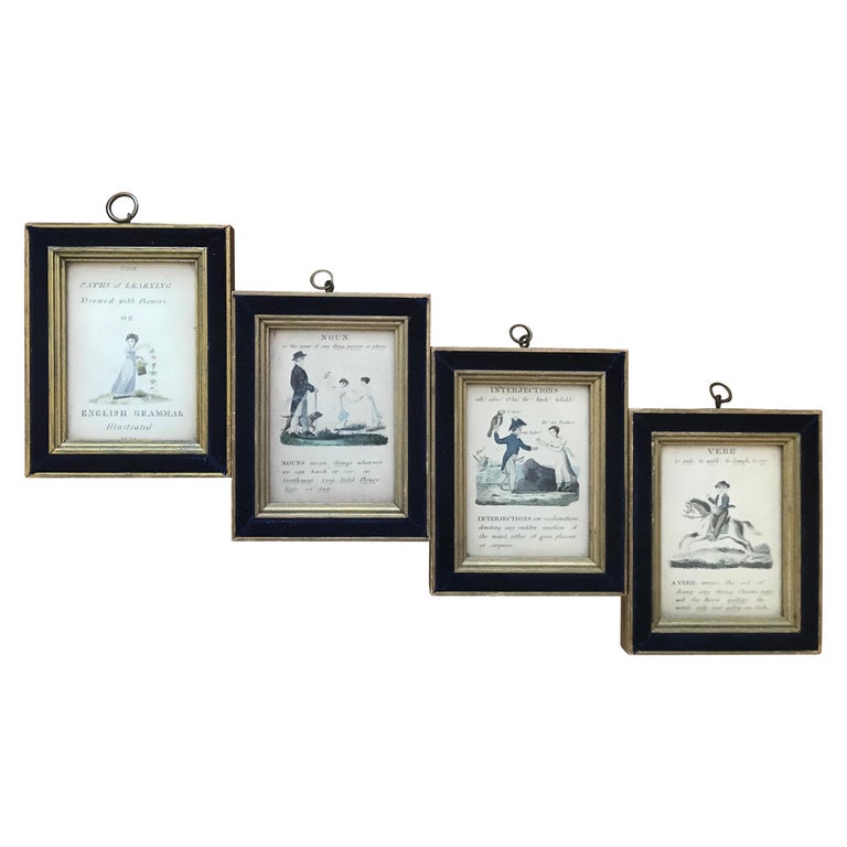 English Grammar Framed Illustrations at 1stDibs
