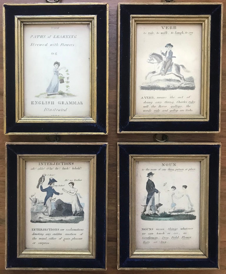 English Grammar Framed Illustrations at 1stDibs