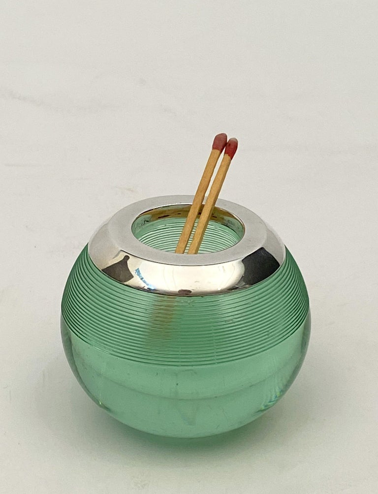 English Green Match Striker with Sterling Silver Rim at 1stDibs
