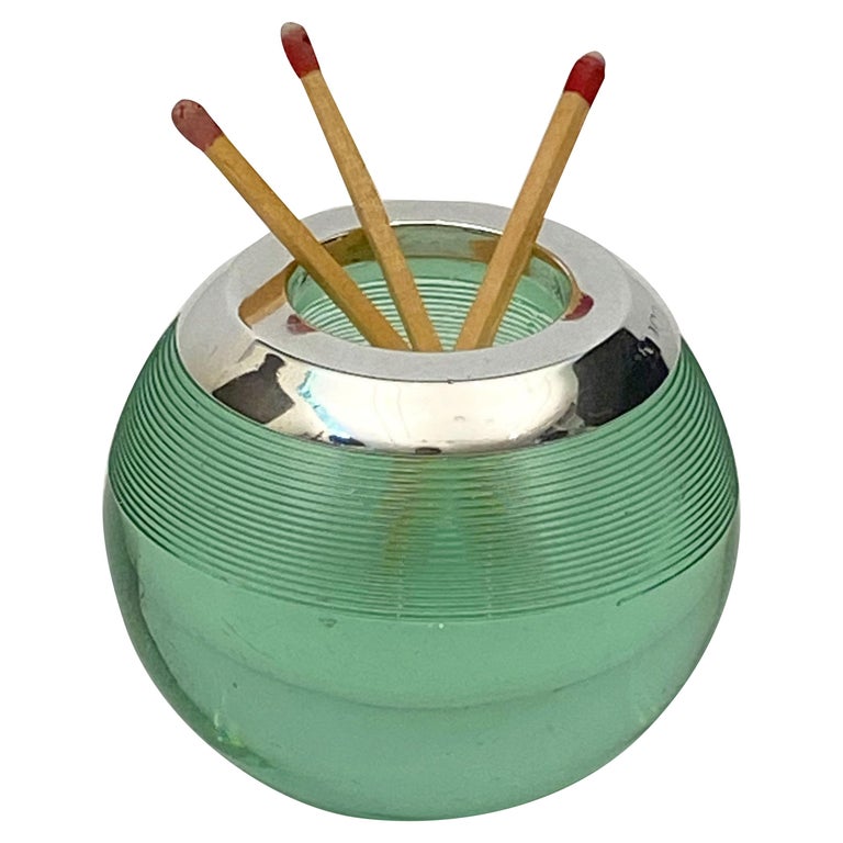 English Green Match Striker with Sterling Silver Rim at 1stDibs