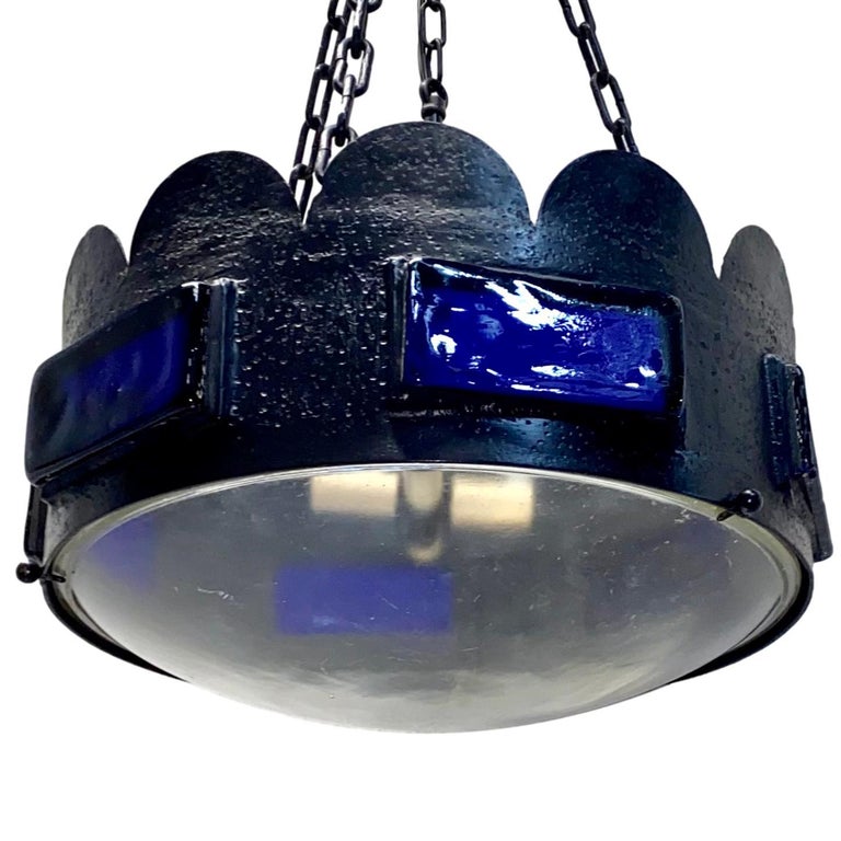 English Hammered Iron Light Fixture For Sale at 1stDibs