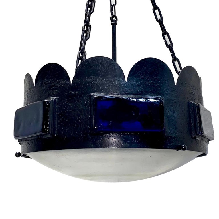 English Hammered Iron Light Fixture For Sale at 1stDibs