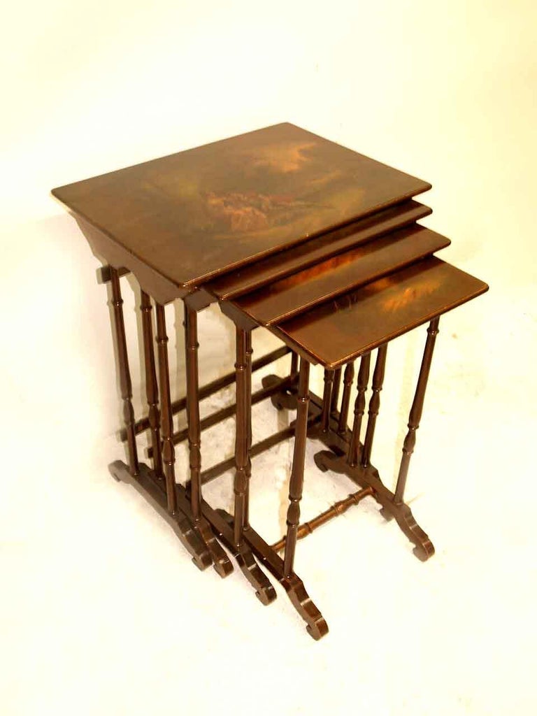 English Hand Painted Nest of Four Tables For Sale at 1stDibs