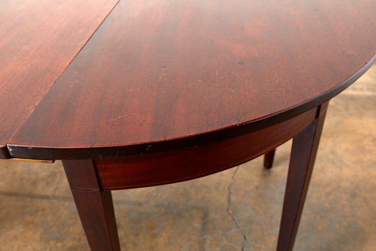 English Hepplewhite Mahogany Dining Table with Demilunes at 1stDibs
