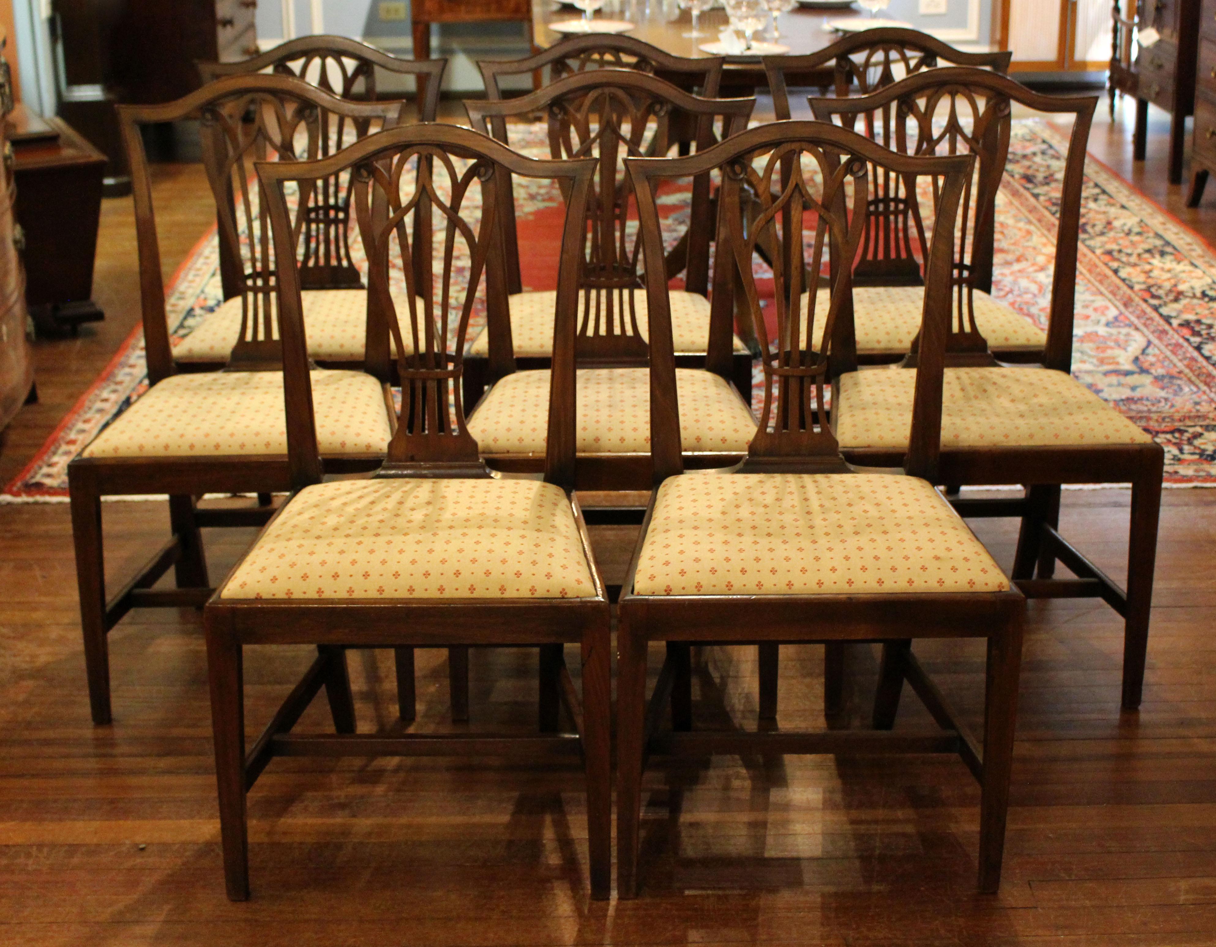 English Hepplewhite Style Dining Chairs, Set of Eight For Sale at 1stDibs