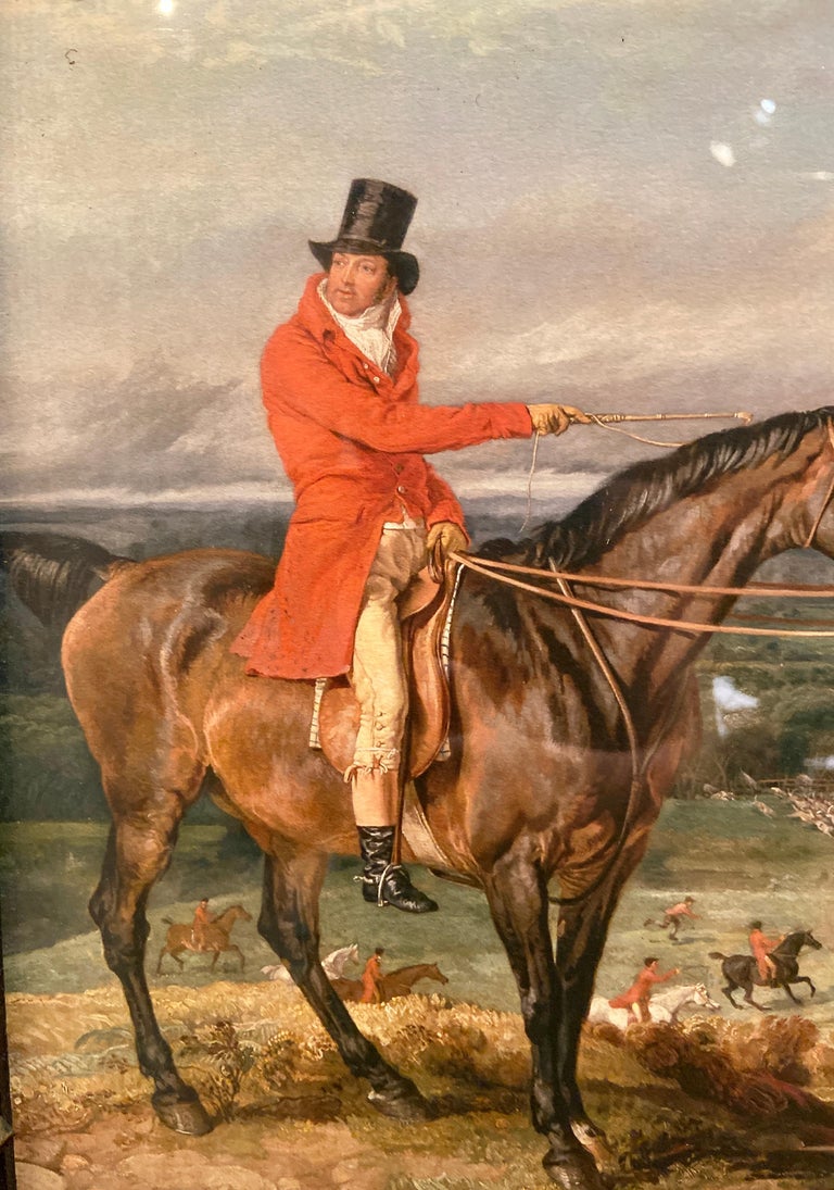 English Hunt Lithograph in Vintage Frame For Sale at 1stDibs