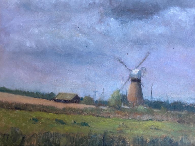 English Impressionist - 20th C English Impressionist Oil Windmill in ...