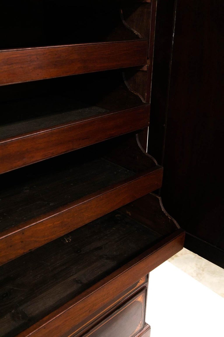 English Inlaid Linen Press For Sale at 1stDibs