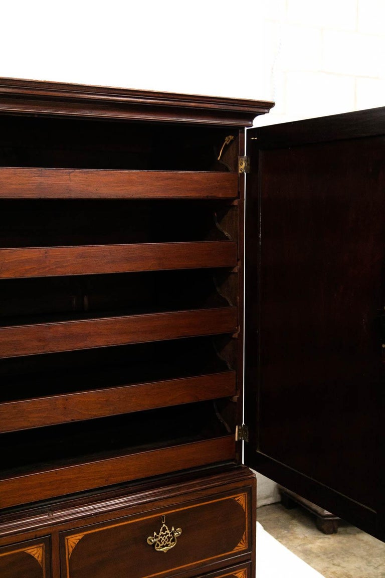 English Inlaid Linen Press For Sale at 1stDibs