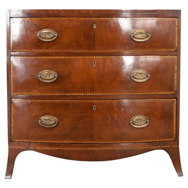 English Inlay Bow Front Chest For Sale at 1stDibs