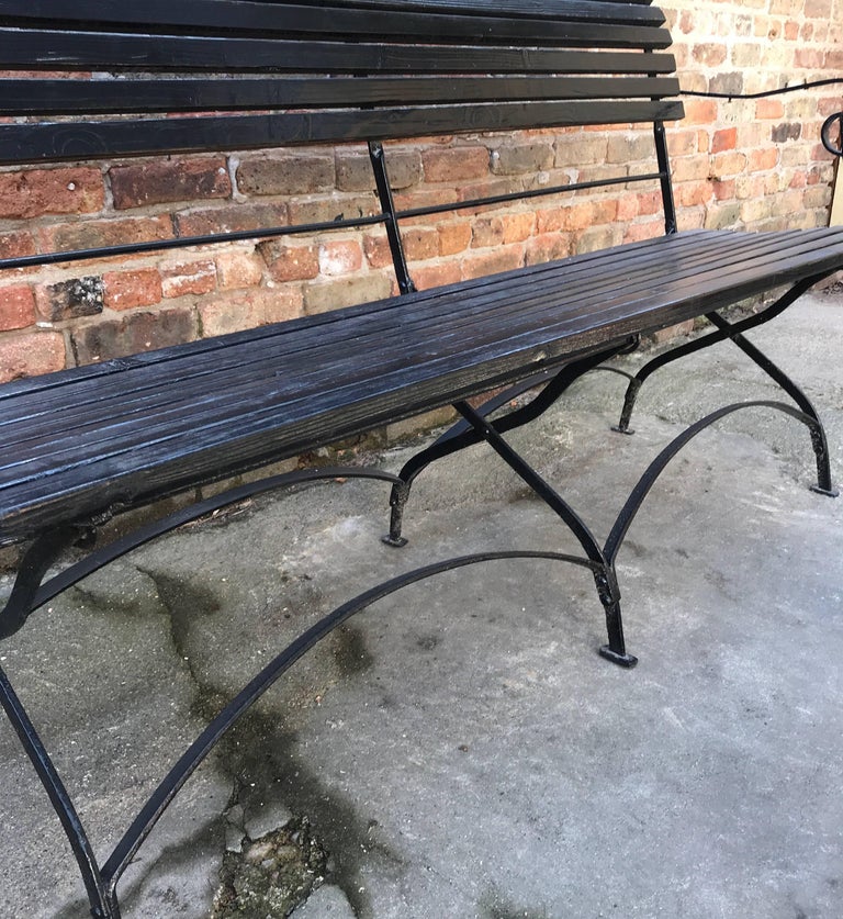 English Iron and Wood Folding Garden Bench at 1stDibs