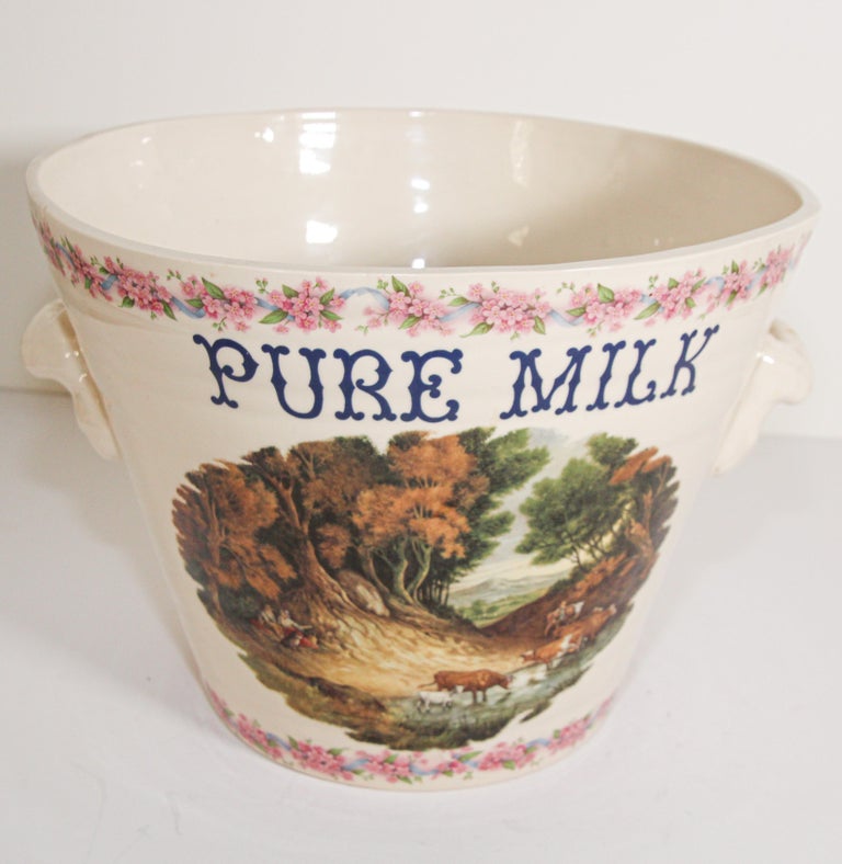 English Ironstone Pure Milk Pail with Farm Scene at 1stDibs