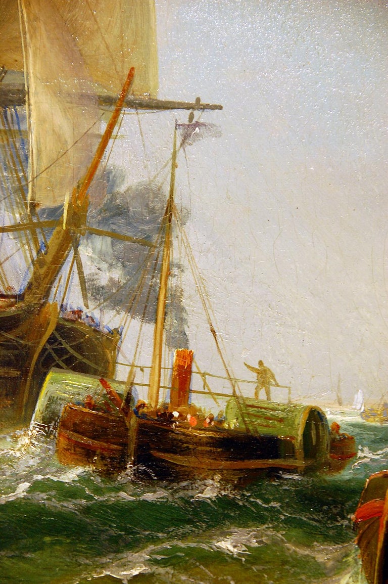 English John Callow Original Oil Painting on Canvas "Shipping in the ...