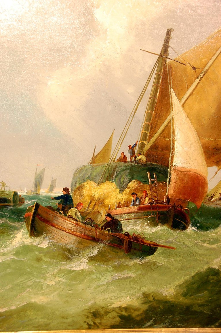English John Callow Original Oil Painting on Canvas "Shipping in the ...