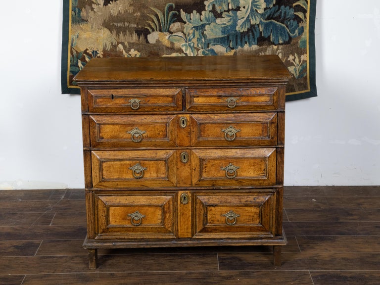 English King George III 1800s Oak Five Drawer Commode with Raised ...