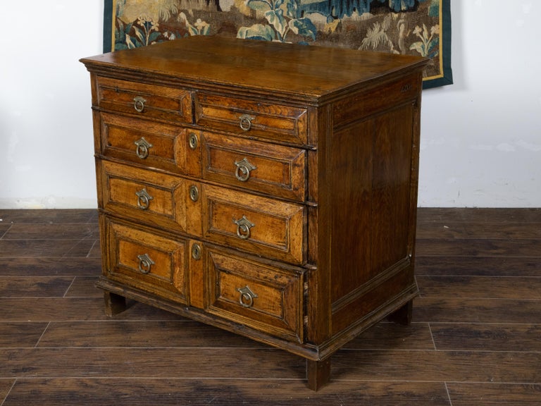 English King George III 1800s Oak Five Drawer Commode with Raised ...