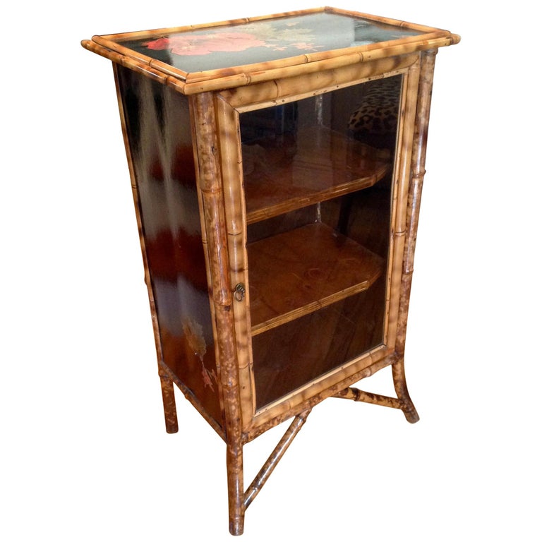 English Lacquered Bamboo Bookcase For Sale at 1stDibs